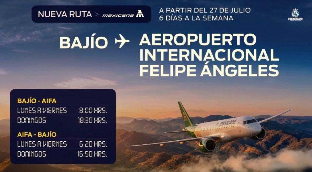 Nueva ruta aérea BJX-AIFA conectará Guanajuato con el Aeropuerto Felipe ...